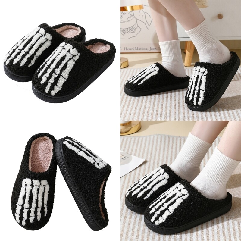 Halloween Slippers Soft Plush Fuzzy Slippers Slip-on Indoor Outdoor ...