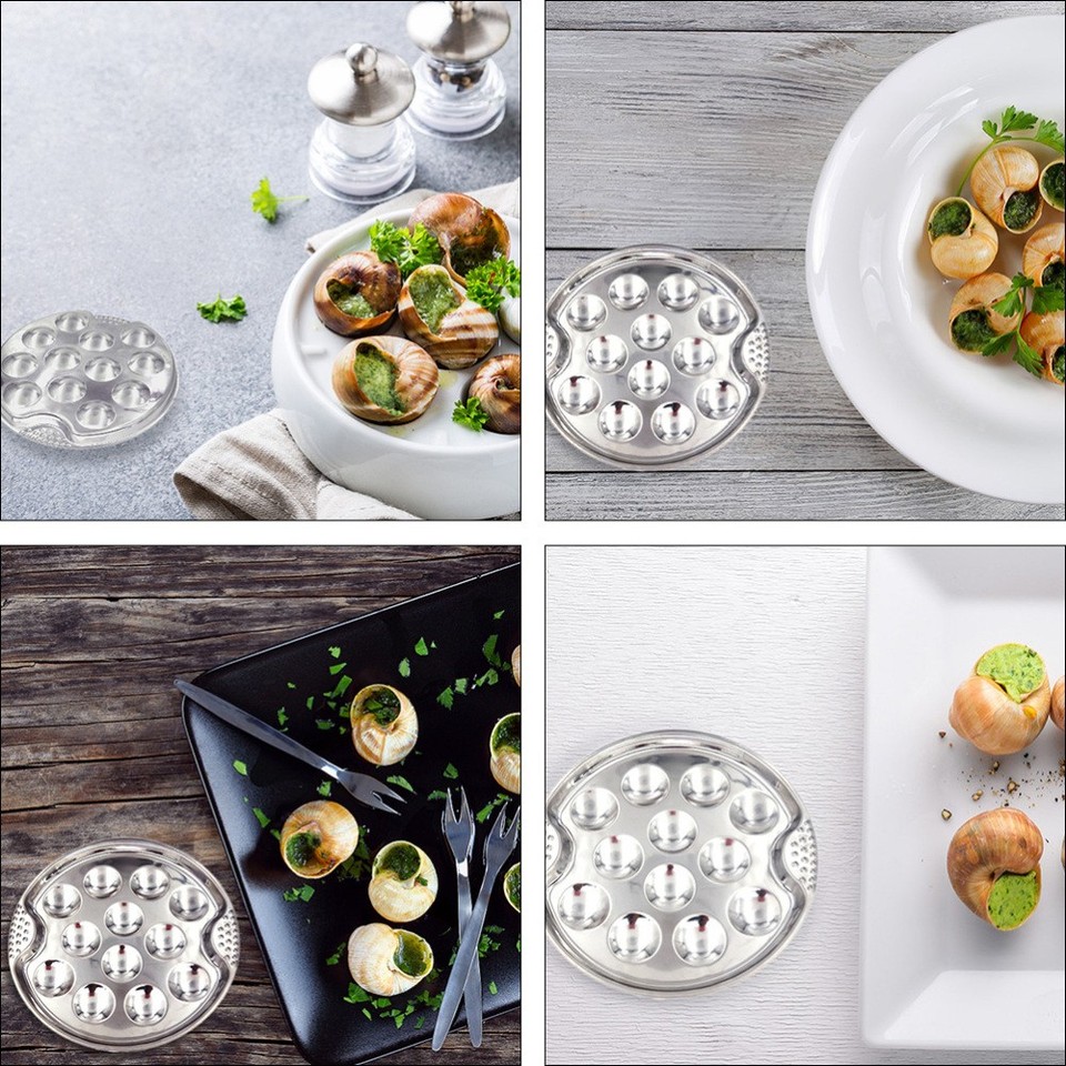 2pcs Practical Restaurant Escargot Plate Barbecue Escargot Stainless ...