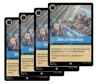 Disney Lorcana - Develop Your Brain x 4 - NM First Chapter - Plus Free Card | eBay