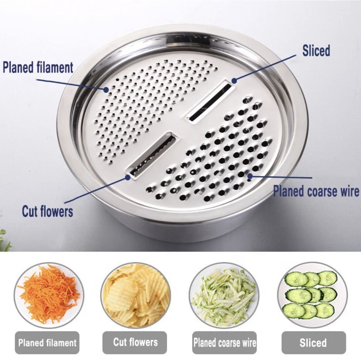 3 Pcs Kitchen Stainless Steel Multi-function Grater Slicer Washing ...