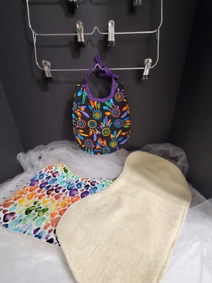 Baby Bib Gift Set-1 Bib 2 Burp Cloths Multi-colored Rainbow Dream ...