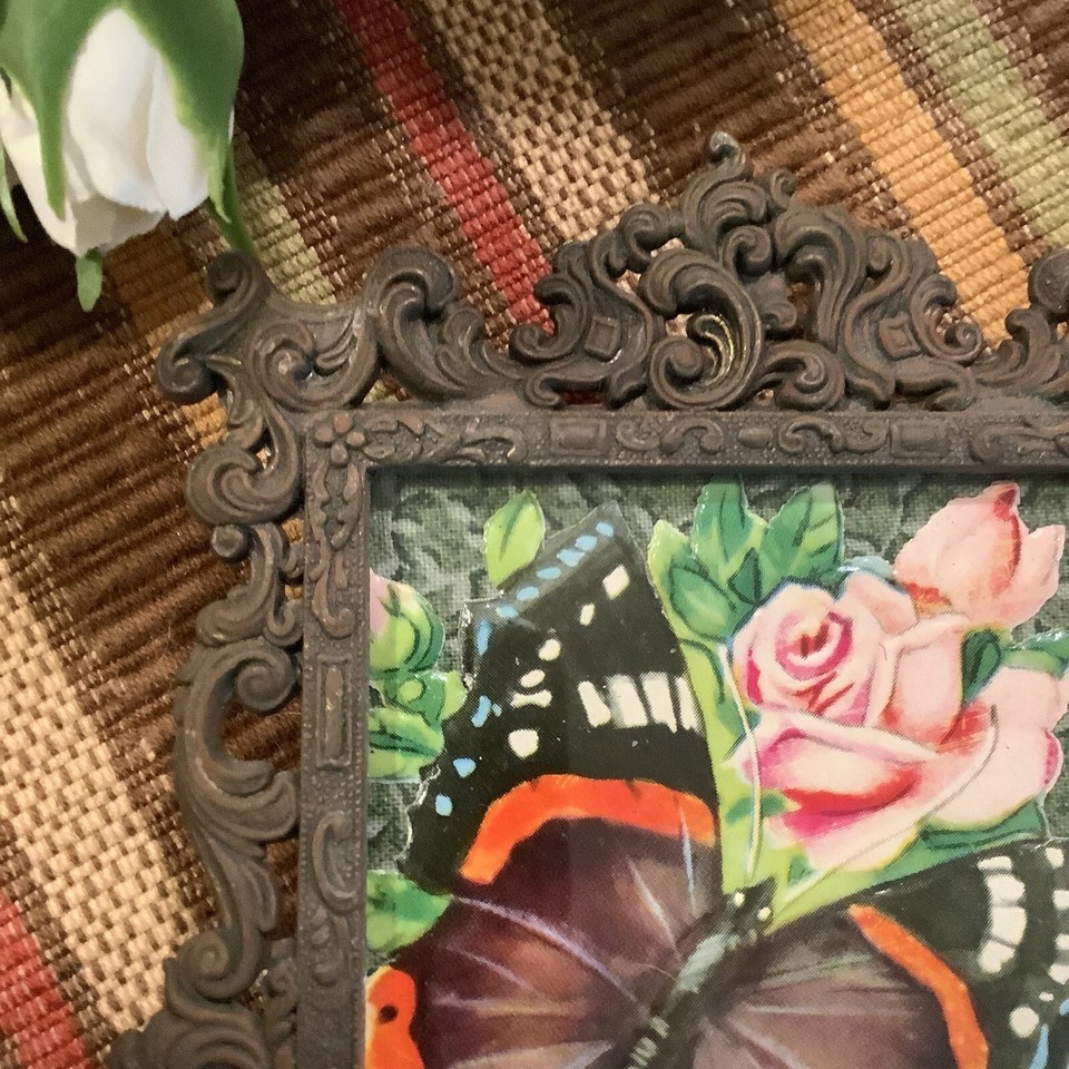 Vintage Italy mini tarnished metal ornate free standing picture photo ...