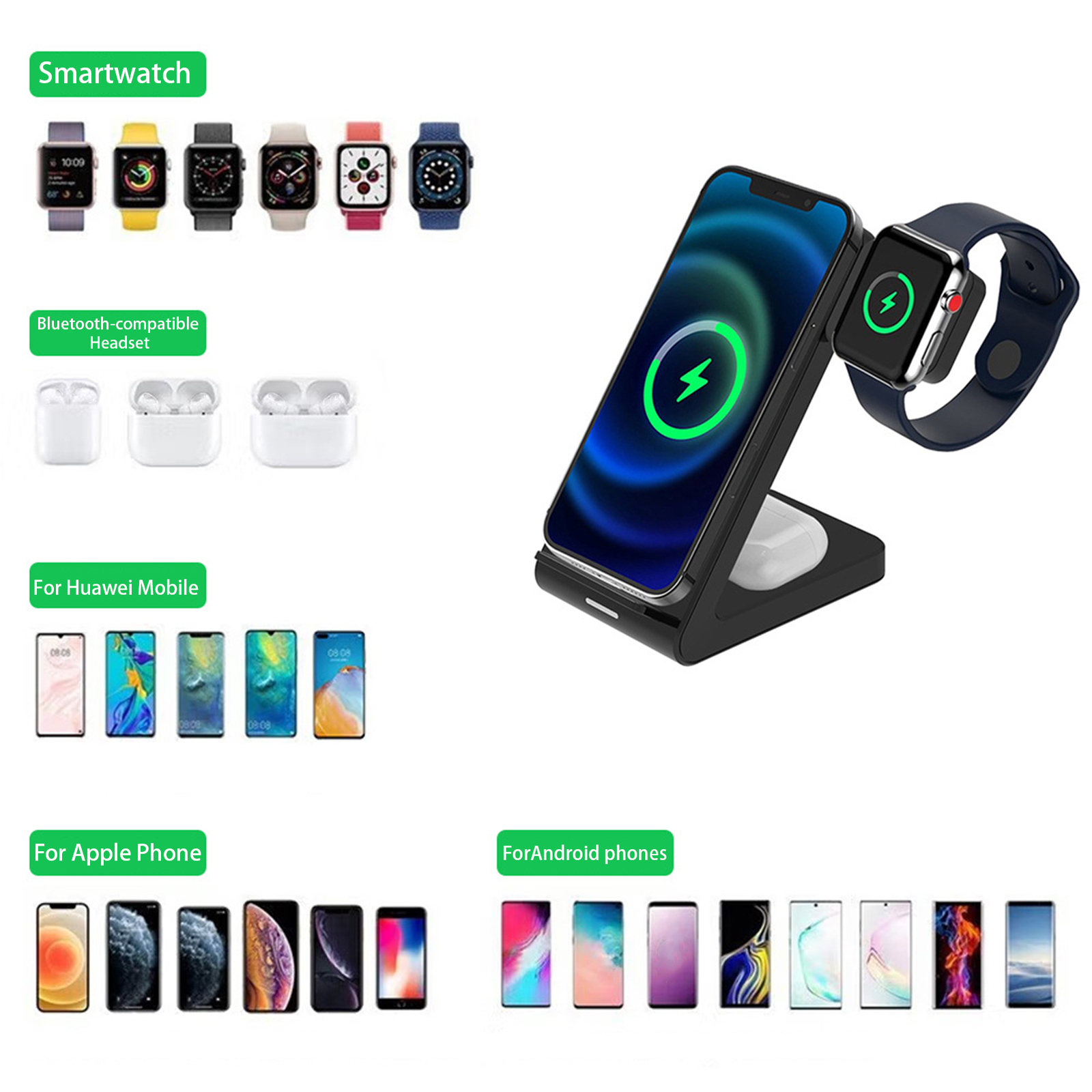 15w Fast Wireless Charger Smartwatch Multi-device with 3-in-1 | eBay