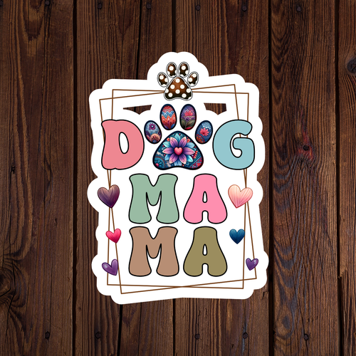 Dog mama sticker vinyl decal boho flower retro mom rescue adopt ...