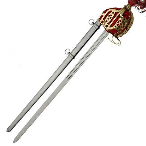 41" Scottish Replica Sword Brass Basket Hilt With Red Velvet Grip ...