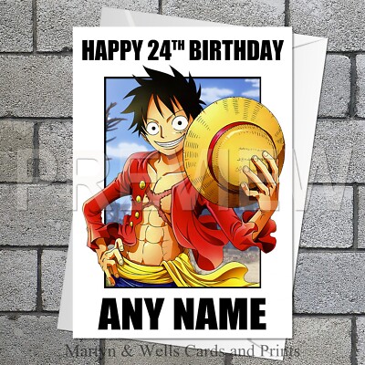 Luffy birthday card: One piece. 5x7 inches. Anime. Personalised, plus ...