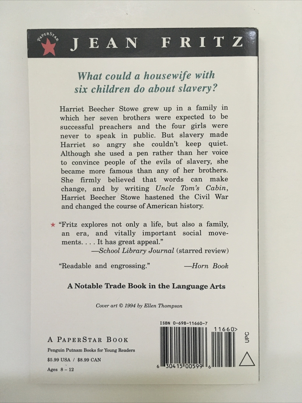 Harriet Beecher Stowe and the Beecher Preachers by Jean Fritz (1998, Uk ...