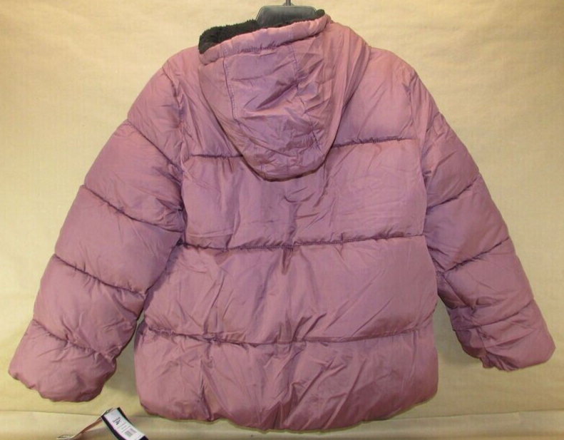 Reebok Women's Puffer Jacket S M L Pink Dusty Rose Sherpa Hood Athletic ...