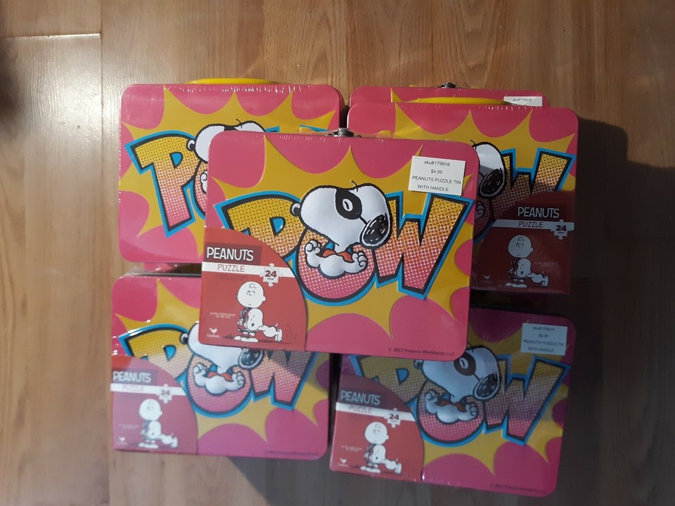 New Peanuts Collectors Masked Snoopy POW Tin Lunch Box w/ Puzzle ...