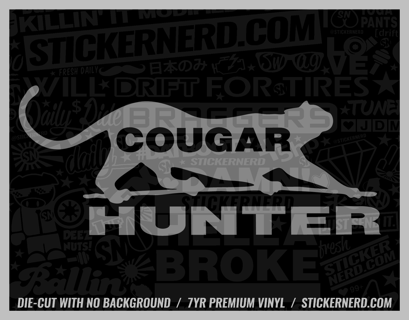 Cougar Hunter Sticker - Vinyl Car Decals Funny Milf Window Decal JDM ...
