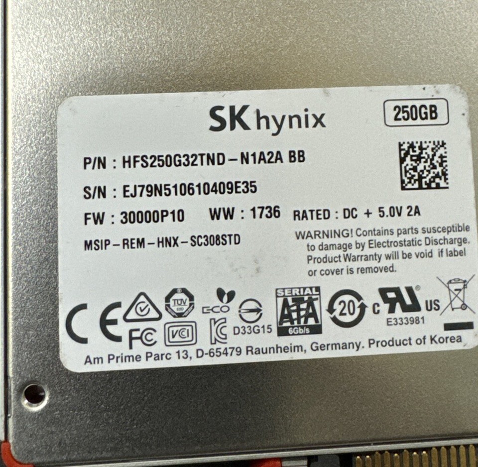 Lot Of 5 SK Hynix HFS250G32TND-N1A2A BB 250GB 2.5" SATA Solid State ...