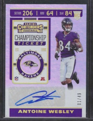 ANTOINE WESLEY 2019 PANINI CONTENDERS CHAMPIONSHIP TICKET AUTO RC #D 01 ...