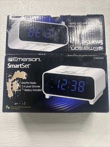 Emerson Smart Set Dual Auto Setting AM/FM Radio Alarm Clock Digital Big ...