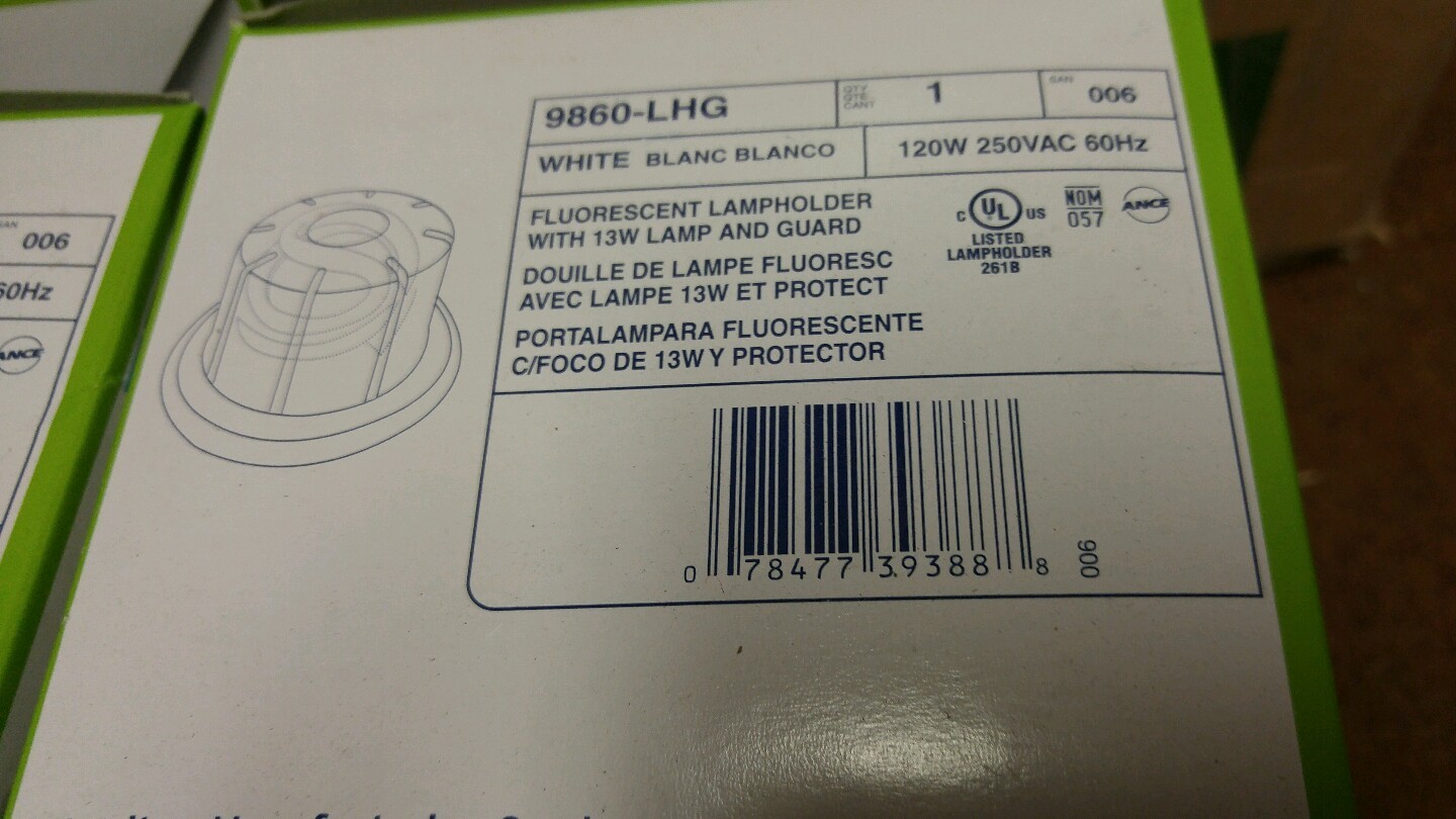 Leviton 9860-LGH FLUORESCENT LAMPHOLDER W/13W LAMP & GUARD | eBay