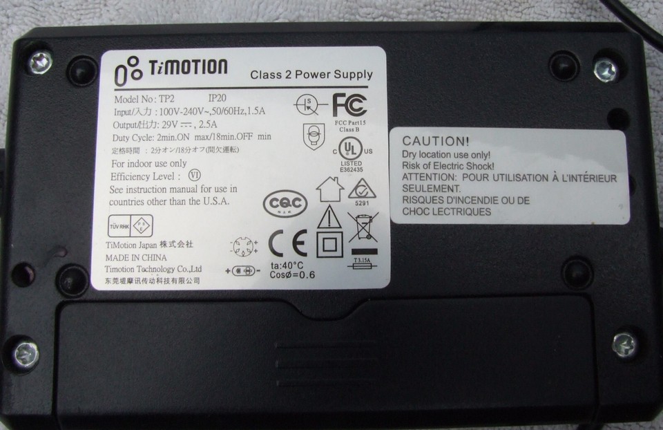 TiMOTION TP2 Class 2 Power Supply 29.0V 2.5 Amp for HSL Recliner Riser ...