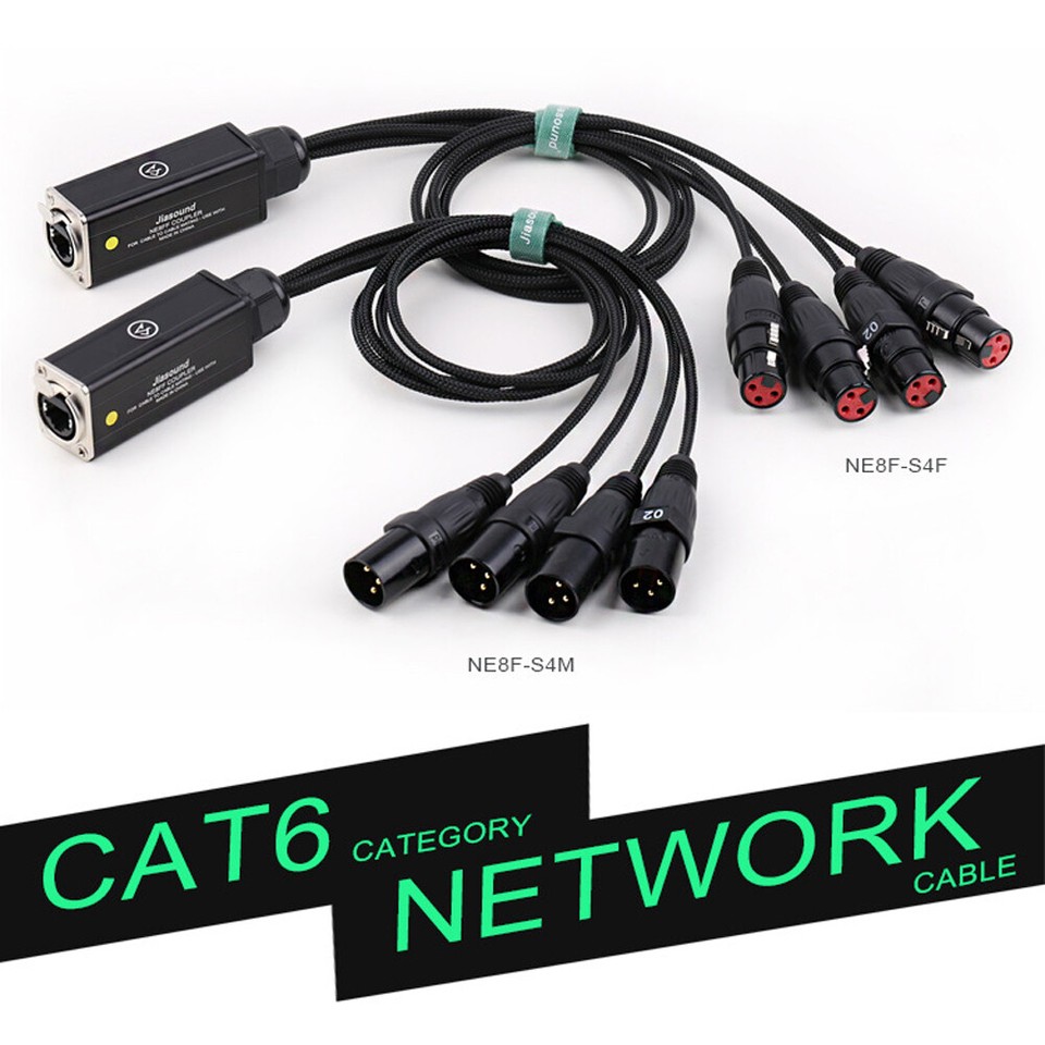 4 Channel 3-Pin XLR Male Female to Single Ethercon Audio Network Cable ...