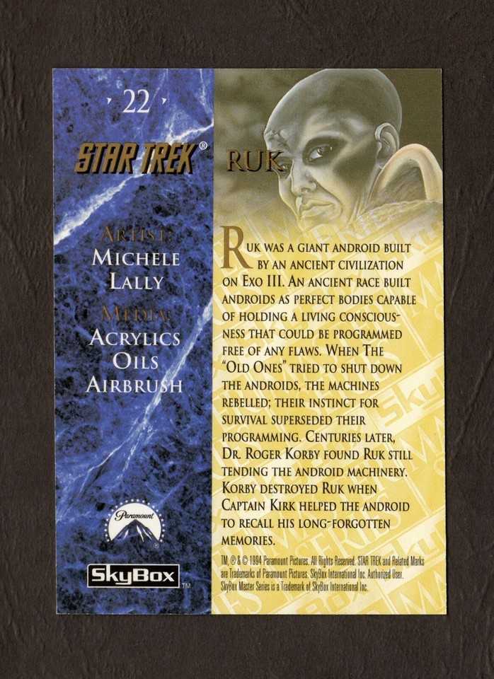 1994 SkyBox Master Series Star Trek Trading Card #22 - Ruk | eBay