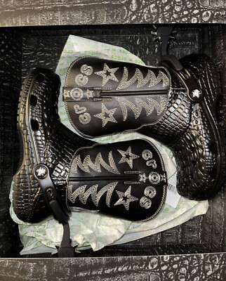 🤠NEW Crocs Classic Cowboy Boot Black Clogs Size Mens 4 Womens 6 NWT ...