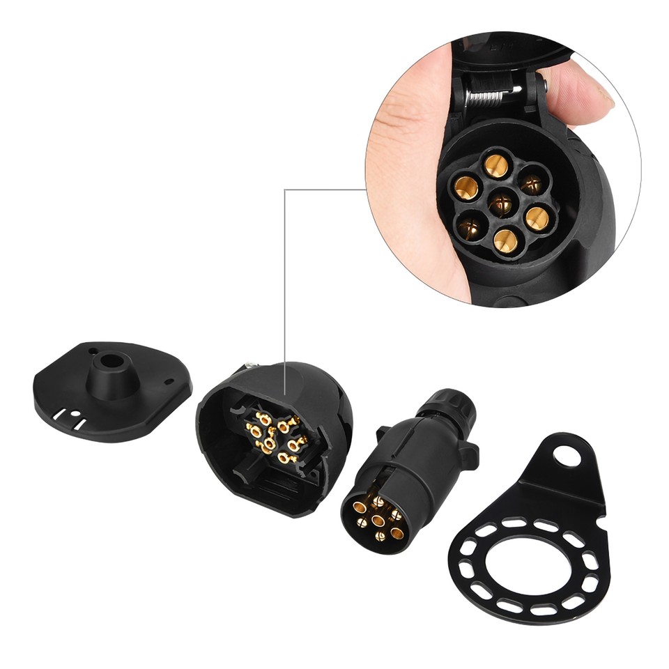 12N 7Pin Plastic Trailer Plug Socket Connector Adapter Bracket For ...