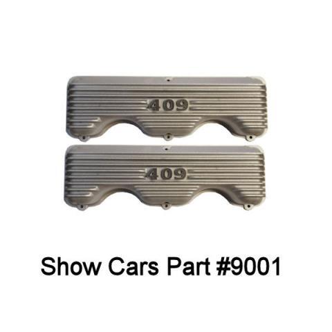 VALVE COVERS 409 LOGO 65 64 63 62 61 CHEVY IMPALA SATIN CAST ALUMINUM ...