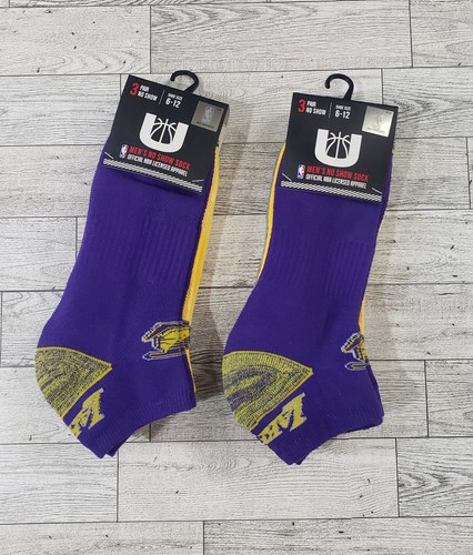 2x 3-Pack LOT Los Angeles Lakers UNK NBA Socks Men's Sz. 6-12 No Show 6 ...