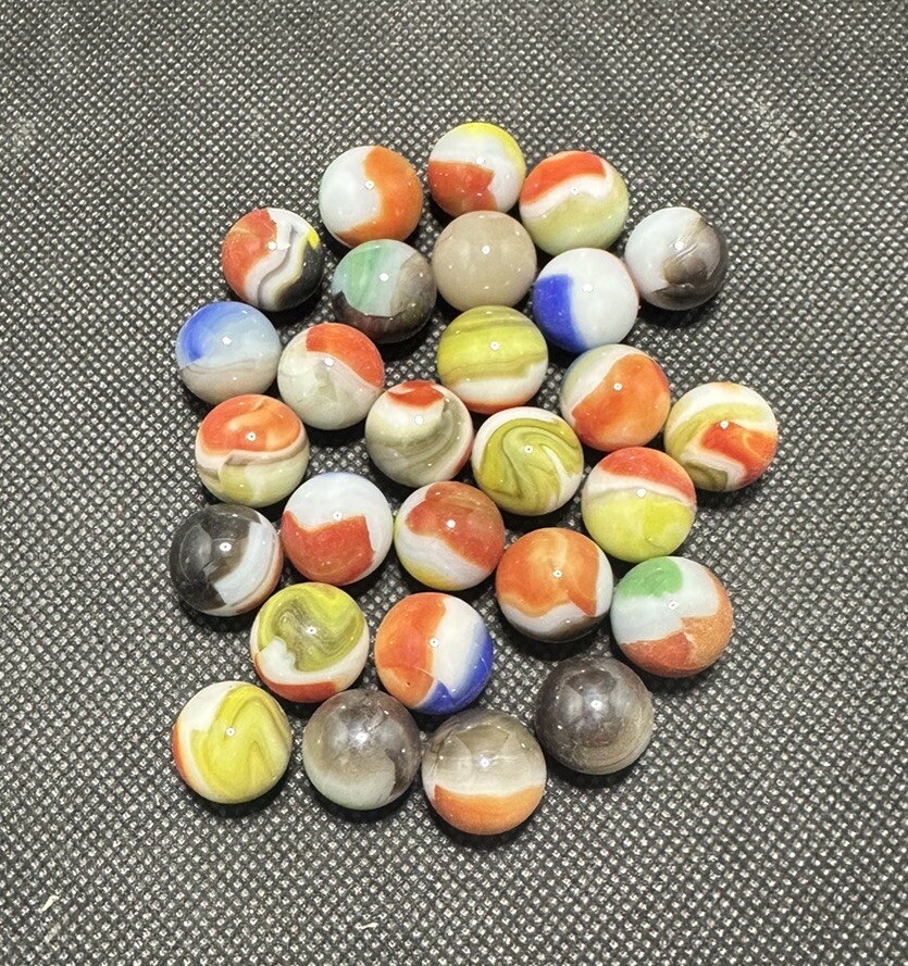 Vintage NOS Lot of 25 JABO Vitro Rainbow Swirl Glass 5/8" Marbles USA ...