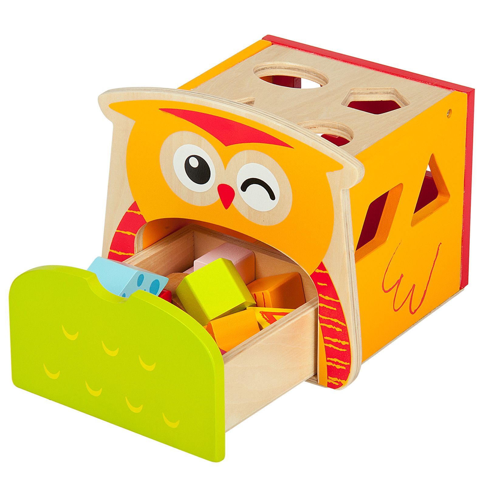 WOODEN OWL SHAPE SORTER TOY WITH BLOCKS + DRAWER BRIGHT KIDS Age 1+ | eBay