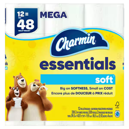 Charmin Essentials Soft Toilet Paper Rolls 12 Mega Rolls | eBay