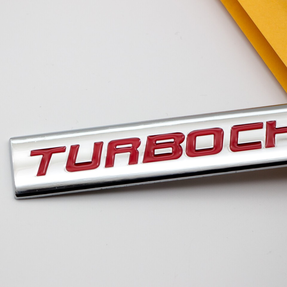3D Metal Red Chrome TURBOCHARGED Emblem Supercharged Turbo Logo Car SUV ...