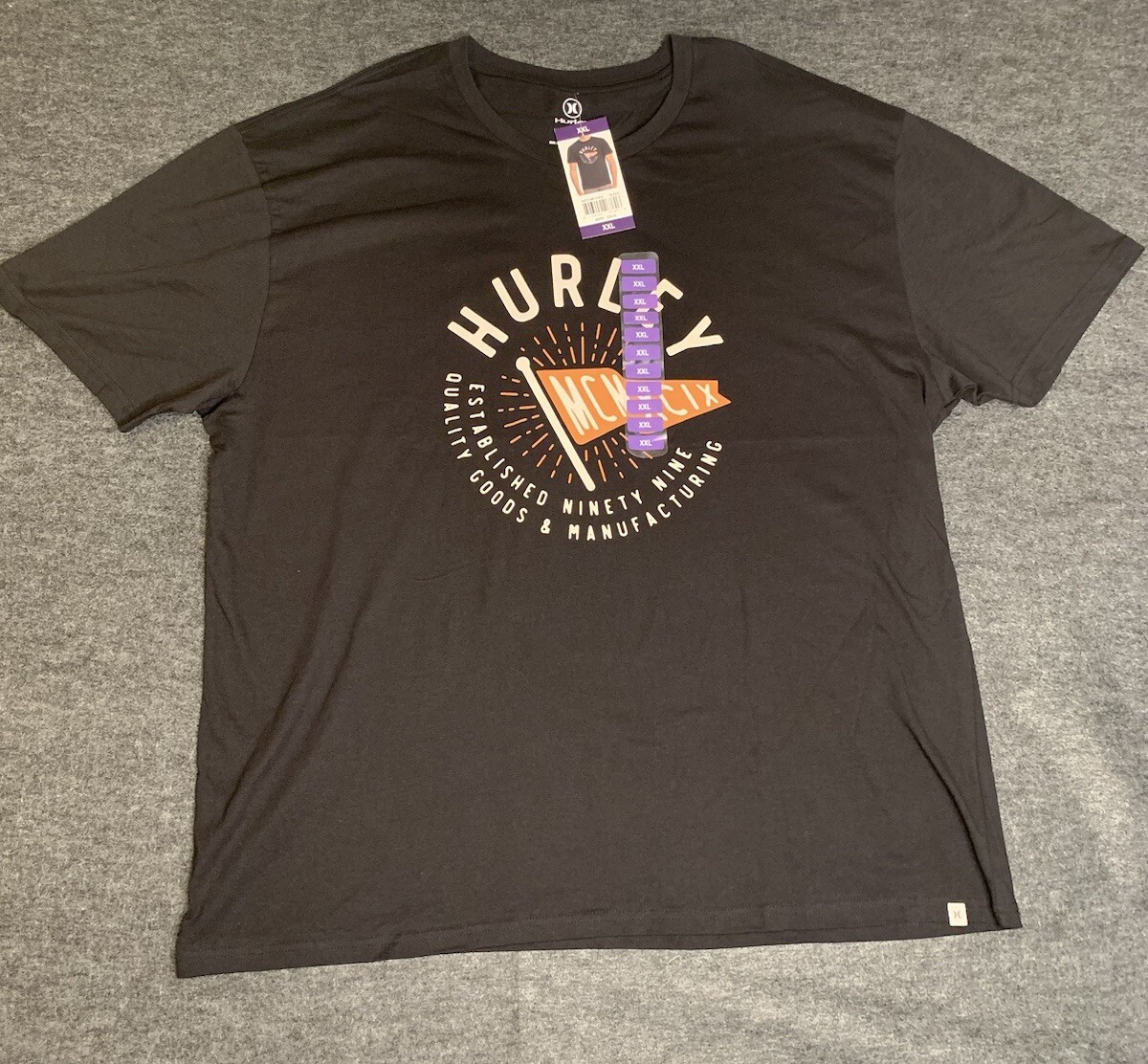 Mens Hurley XXL Black Est 1999 Short Sleeve T Shirt NEW | eBay
