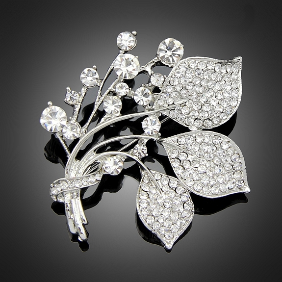 6 Big Vintage Silver Rhinestone Crystal Flower Brooch Pin DIY Wedding ...
