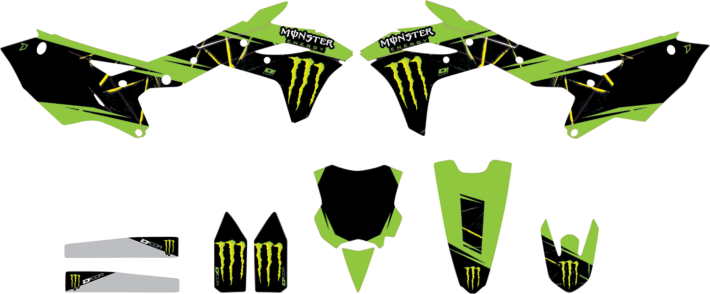 D'COR Monster Energy Slash Graphics Kit for Kawasaki KX250F 2017-2020 ...