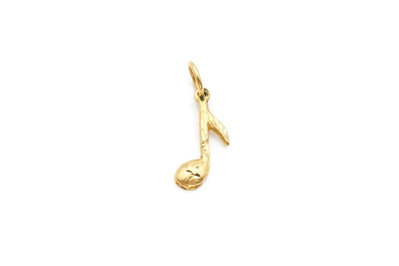 14k Yellow Gold Music Note Pendant - Gem