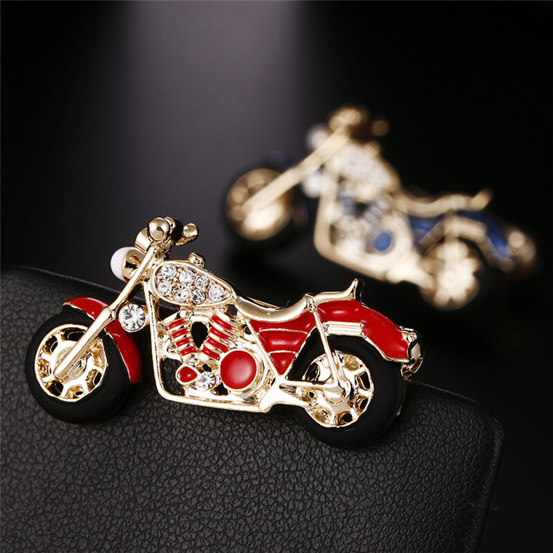 Enamel Motorcycle Brooch Pin Rhinestone Crystal Suit Collar Brooch ...