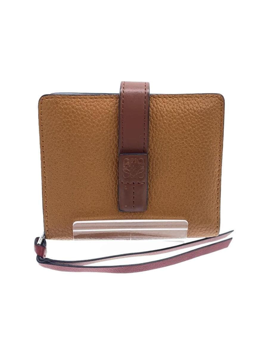 LOEWE Folded Wallet Compact Zip Bi-fold Leather Brown… - Gem