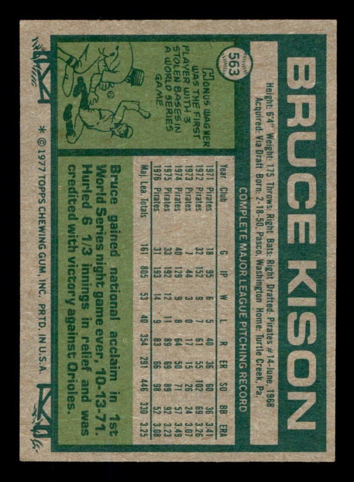 1977 Topps Baseball #563 Bruce Kison EX *d5 | eBay
