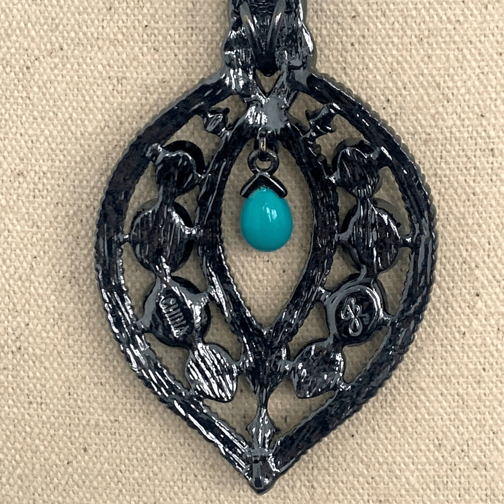 QVC Joan Boyce Turquoise Pendant Necklace Faux Turquoise & Hematite ...