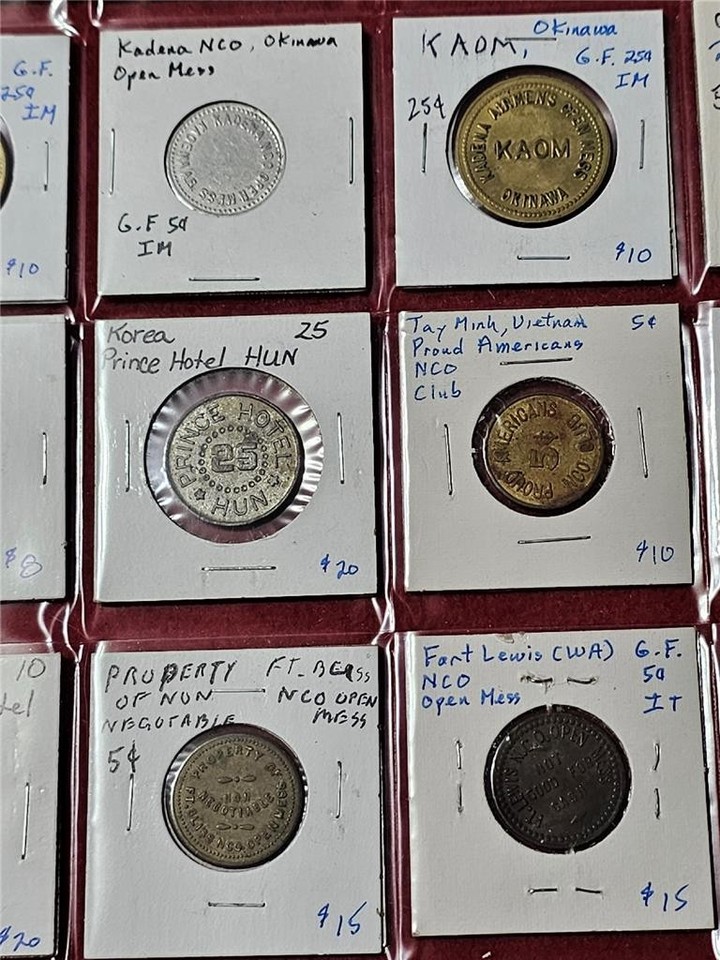 DEALERS' OVERSTOCK OF 20/TWENTY MIXED MILITARY TOKENS/MEDALS/GOOD FOR # ...