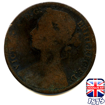 A BRITISH 1875 VICTORIA PENNY 1d coin, 150 Years Old! (Re: 1875_33/4 ...