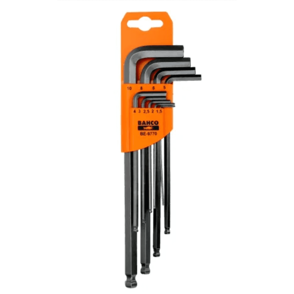 Bahco BE9770 Hex Key Set 9pc Long Ball End Hexagon Allen Allan Key 1.5 ...