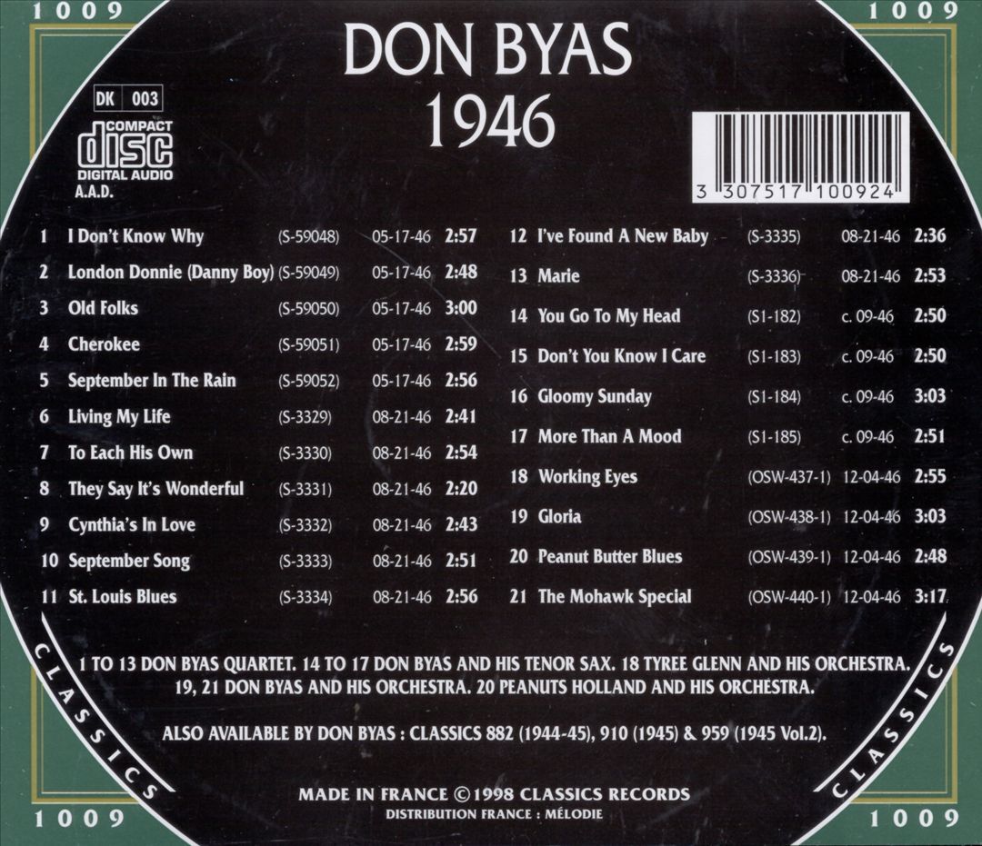 DON BYAS 1946 NEW CD 3307517100924| eBay