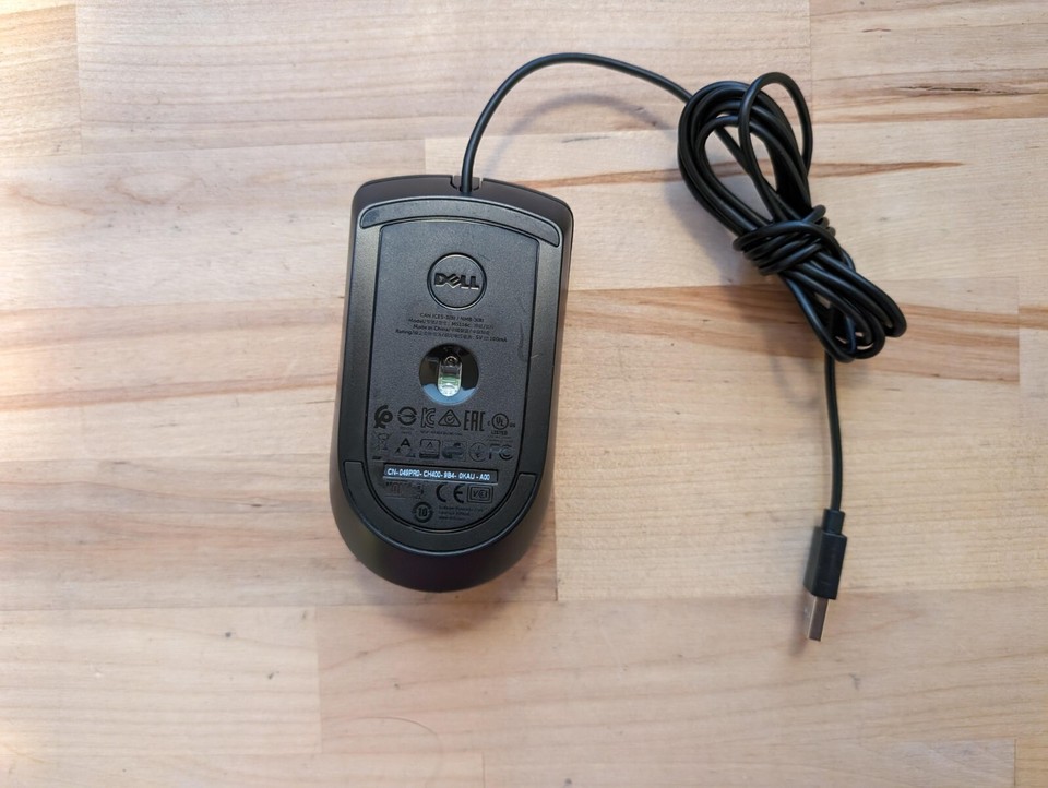 Dell Optical Mouse MS116C 49PR0 Wired USB 3 Button Scroll Wheel Laser ...