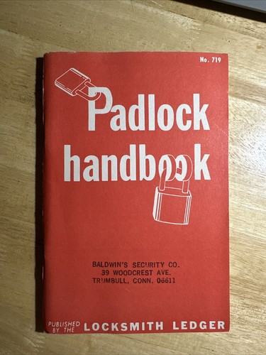 PADLOCK HANDBOOK No 719 Published by the Locksmith Ledger 1970 | eBay