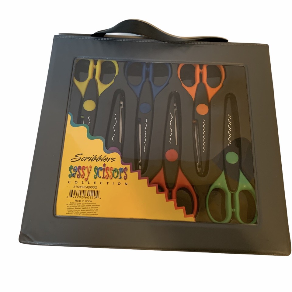 Scribblers Sassy Scissors Set of 6 Scrapbooking Arts Crafts In Carrying Case New | eBay