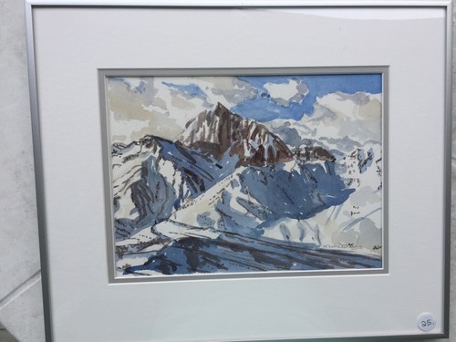 MOUNTAINS / ORIGINAL WATERCOLOR / FRAMED / 14"H x16"W / MIMI DAVIS ...