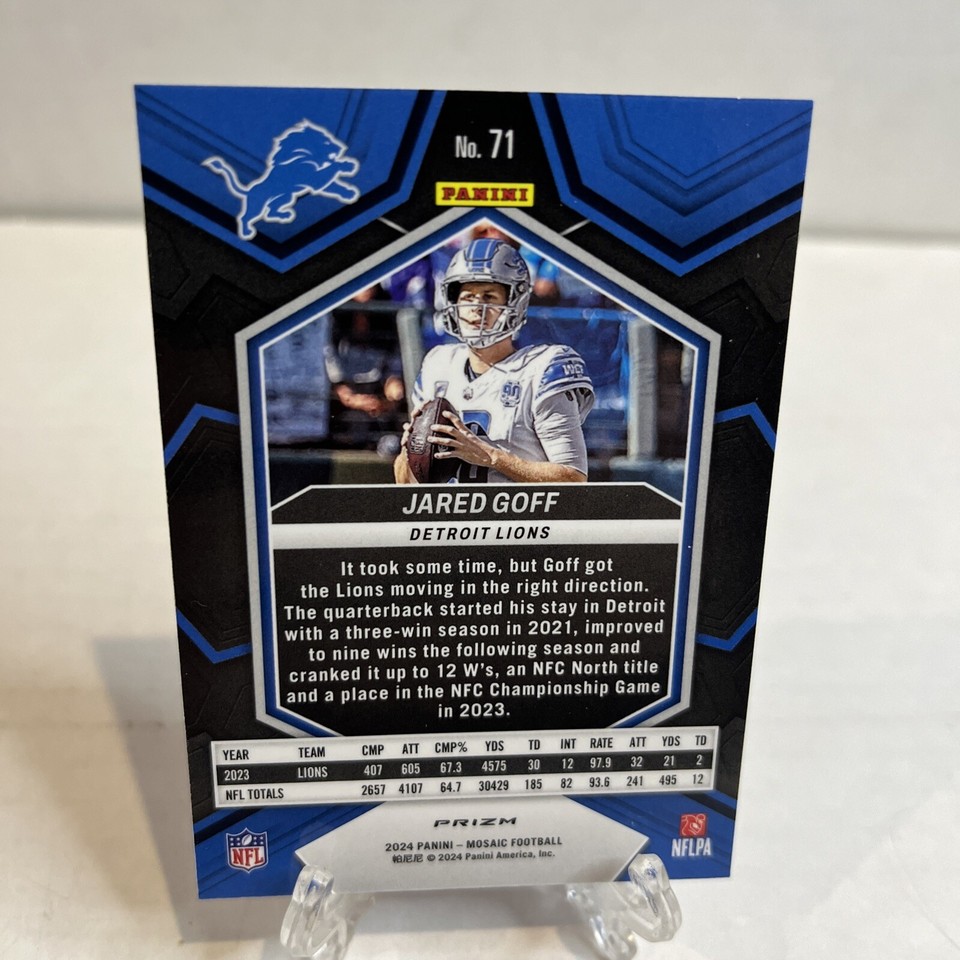 2024 Panini Mosaic Jared Goff #71 Pink Prizm Detroit Lions | eBay