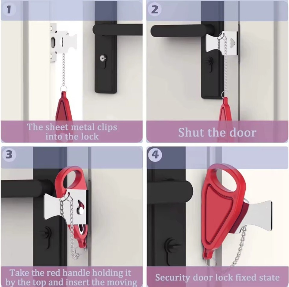 2-Pack Portable Door Lock– Travel & Home Security Safety Privacy ...