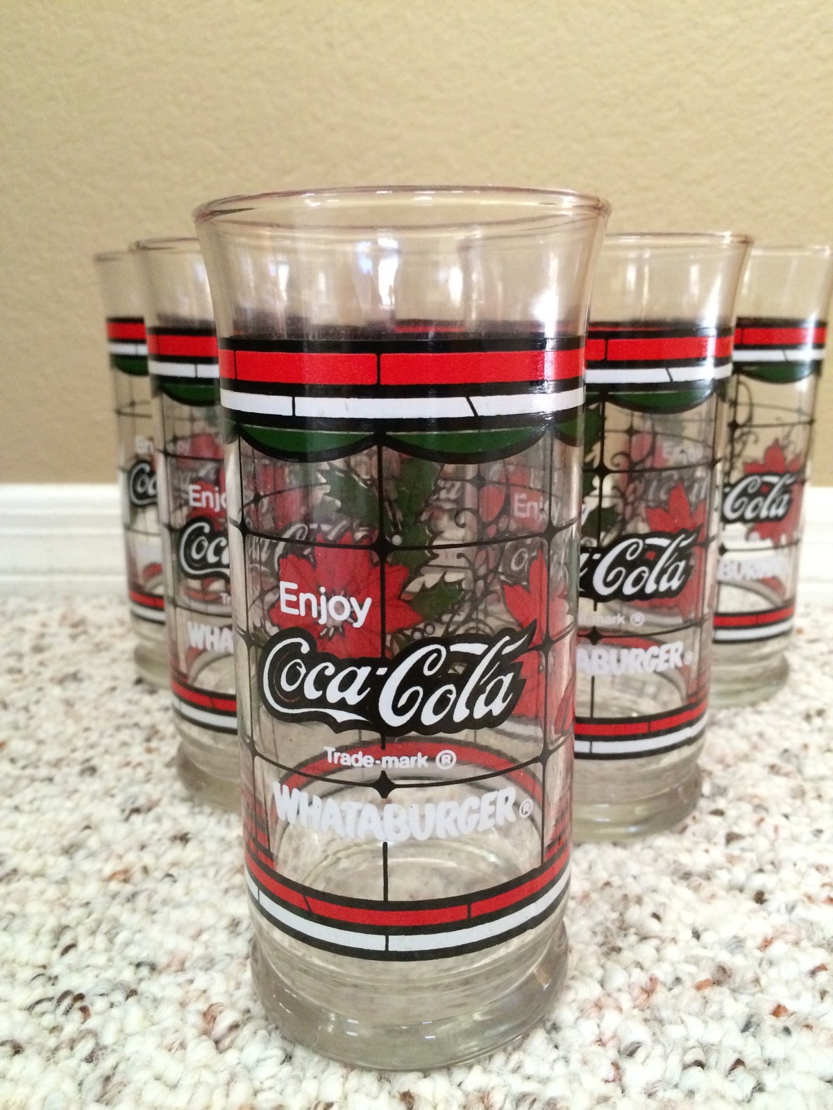 6 Whataburger Coke Coca Cola Christmas Holiday Poinsettia Collectible ...