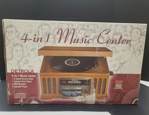 Detrola 4-in-1 Music Center-3 Speed Record Player, CD, Cassette AM/FM ...
