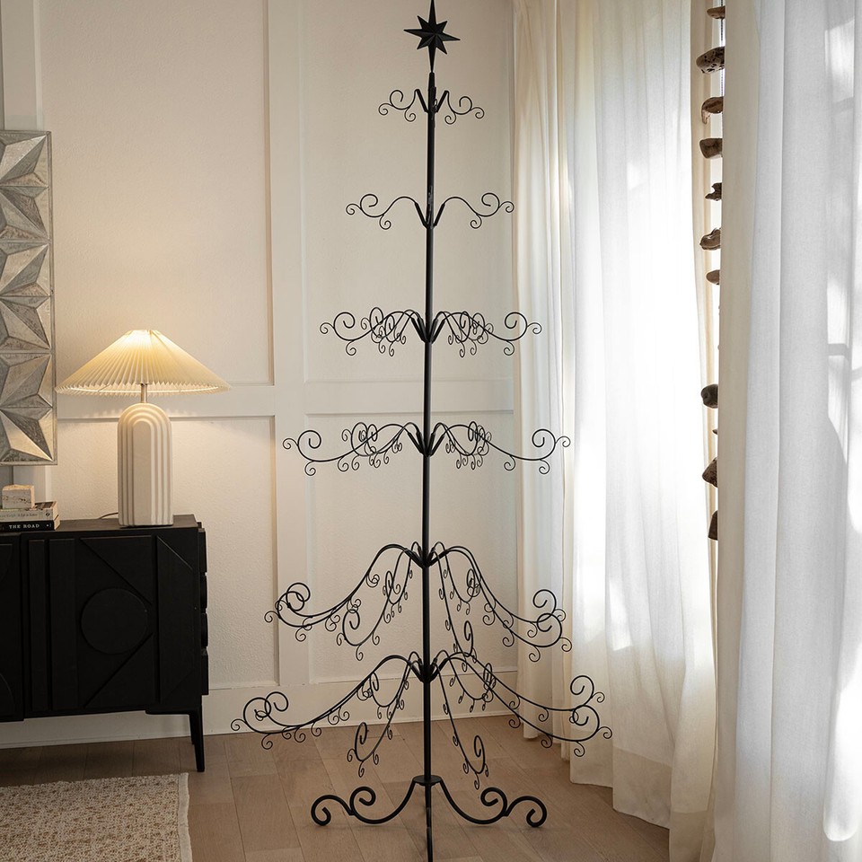 Metal Ornament Tree Display Stand Wrought Iron Christmas Trees Hook 77 ...